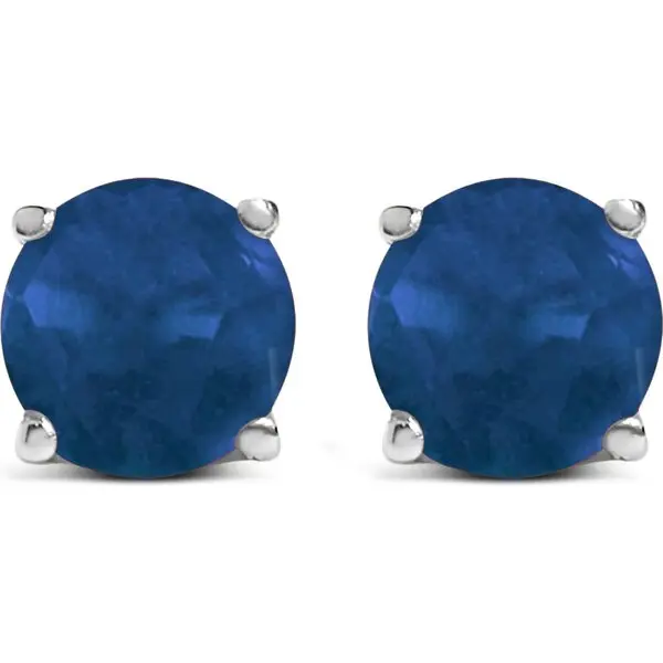HAUS OF BRILLIANCE 14k Gold Birthstone Stud Earrings - Blue Sapphire | White